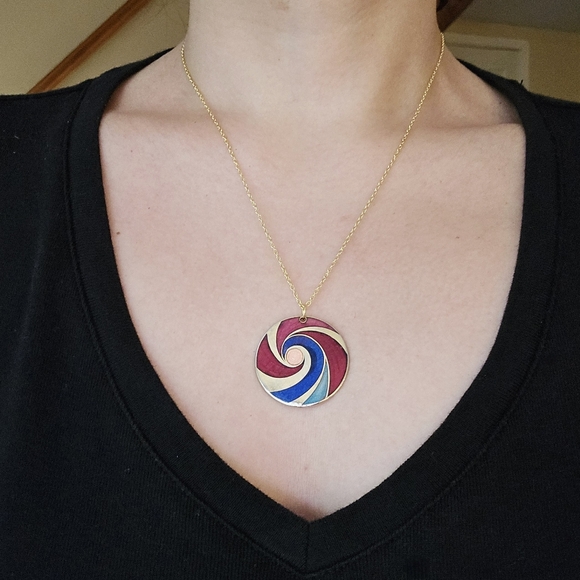 Jewelry | Vintage Enamel Swirl Circus Necklace | Poshmark